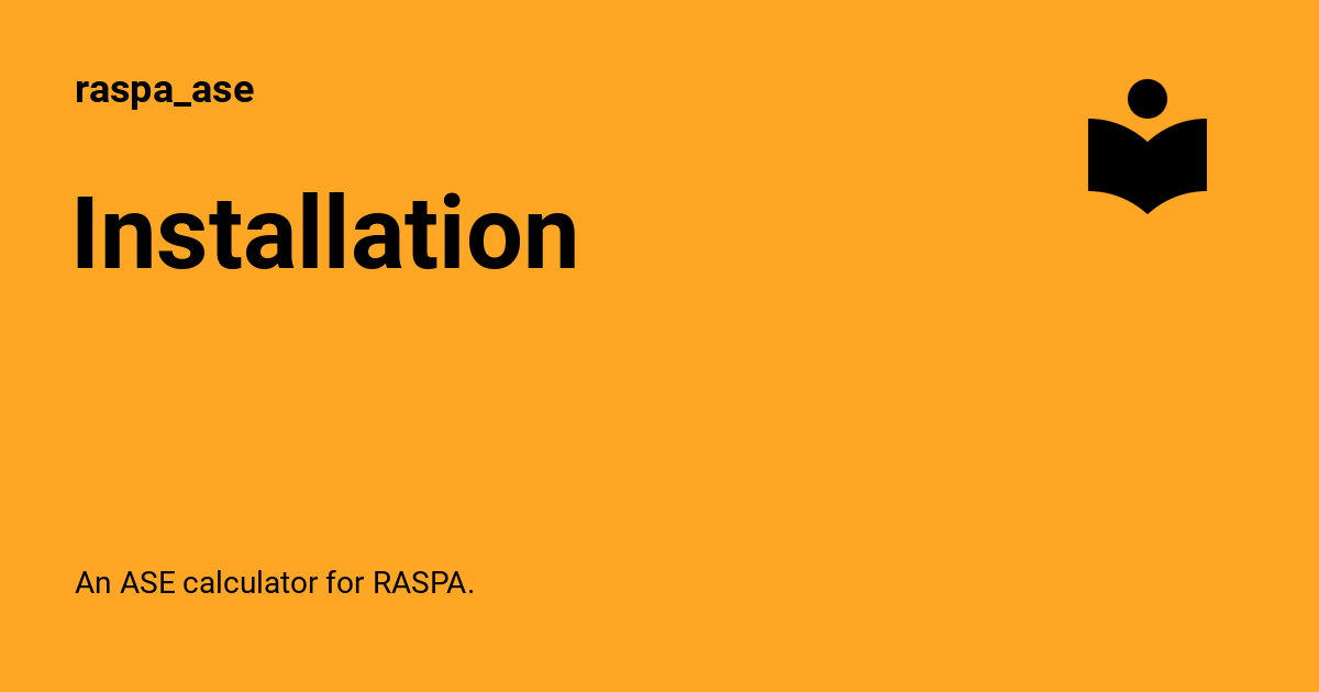 Installation - raspa_ase